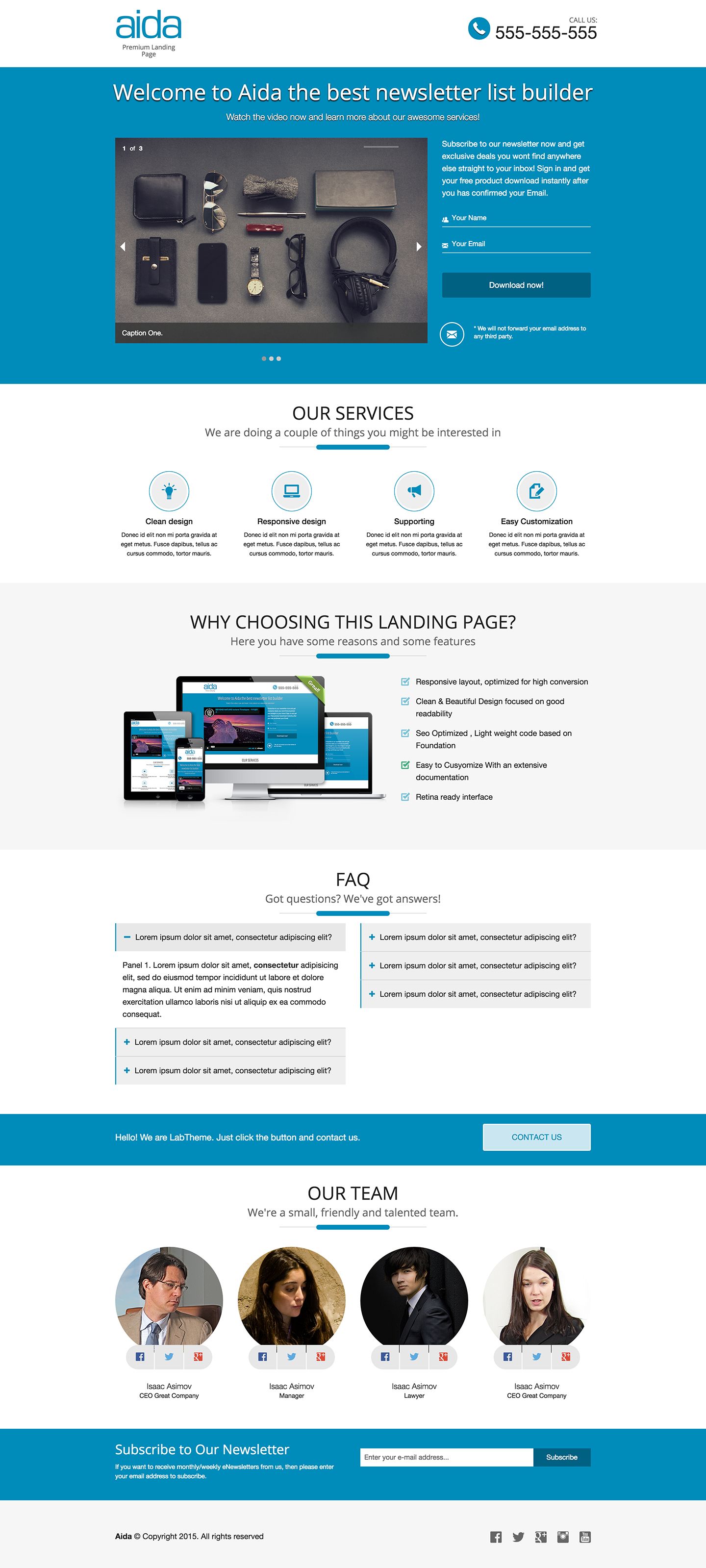 Aida Responsive Multipurpose Landing Page By Labcodes Codester