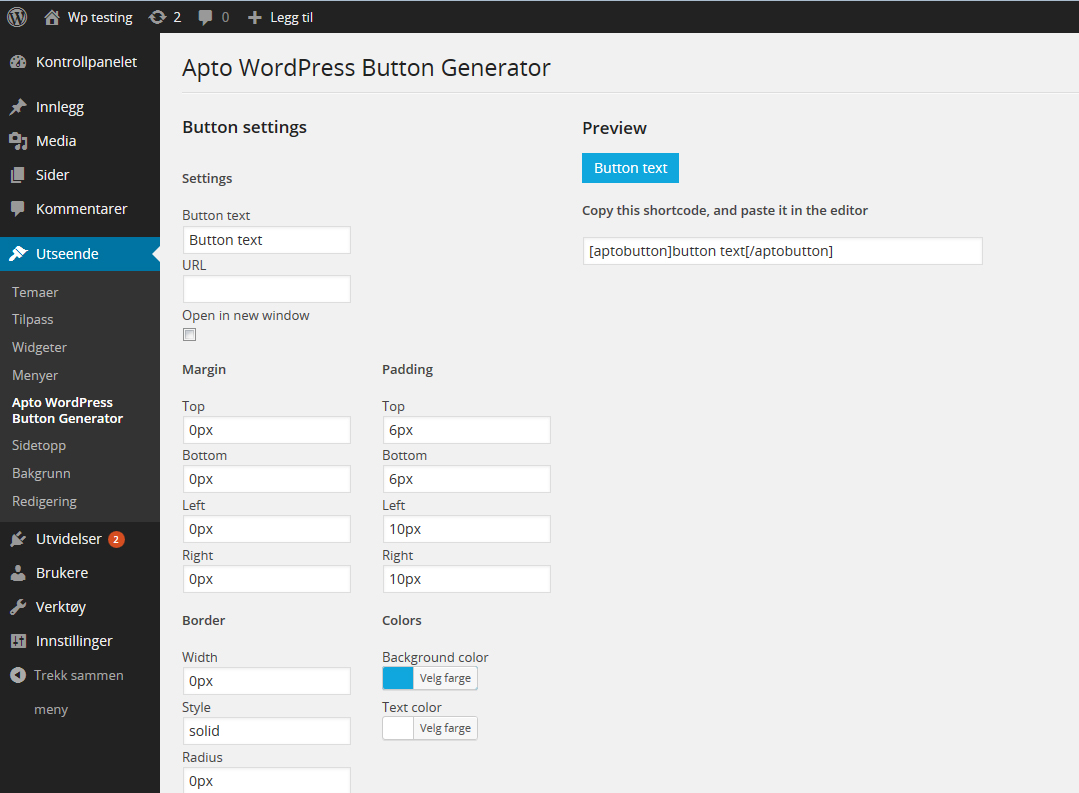 Apto Button Generator - Wordpress Plugin by Steinovehelset | Codester