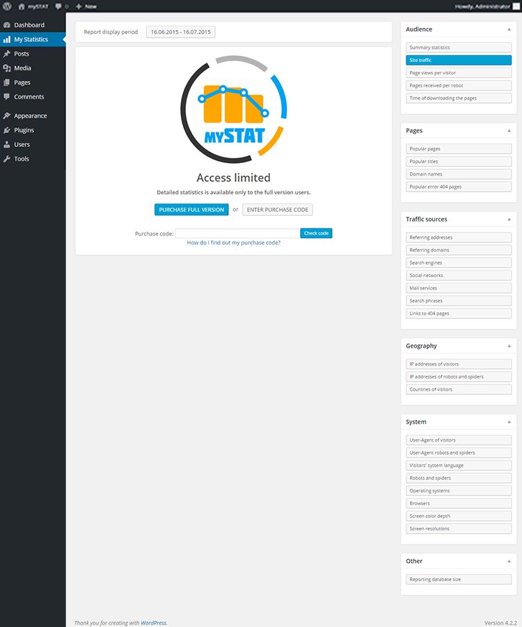 mySTAT - Site Visitor Statistics WordPress Plugin by Mystat | Codester