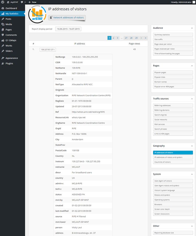 mySTAT - Site Visitor Statistics WordPress Plugin by Mystat | Codester