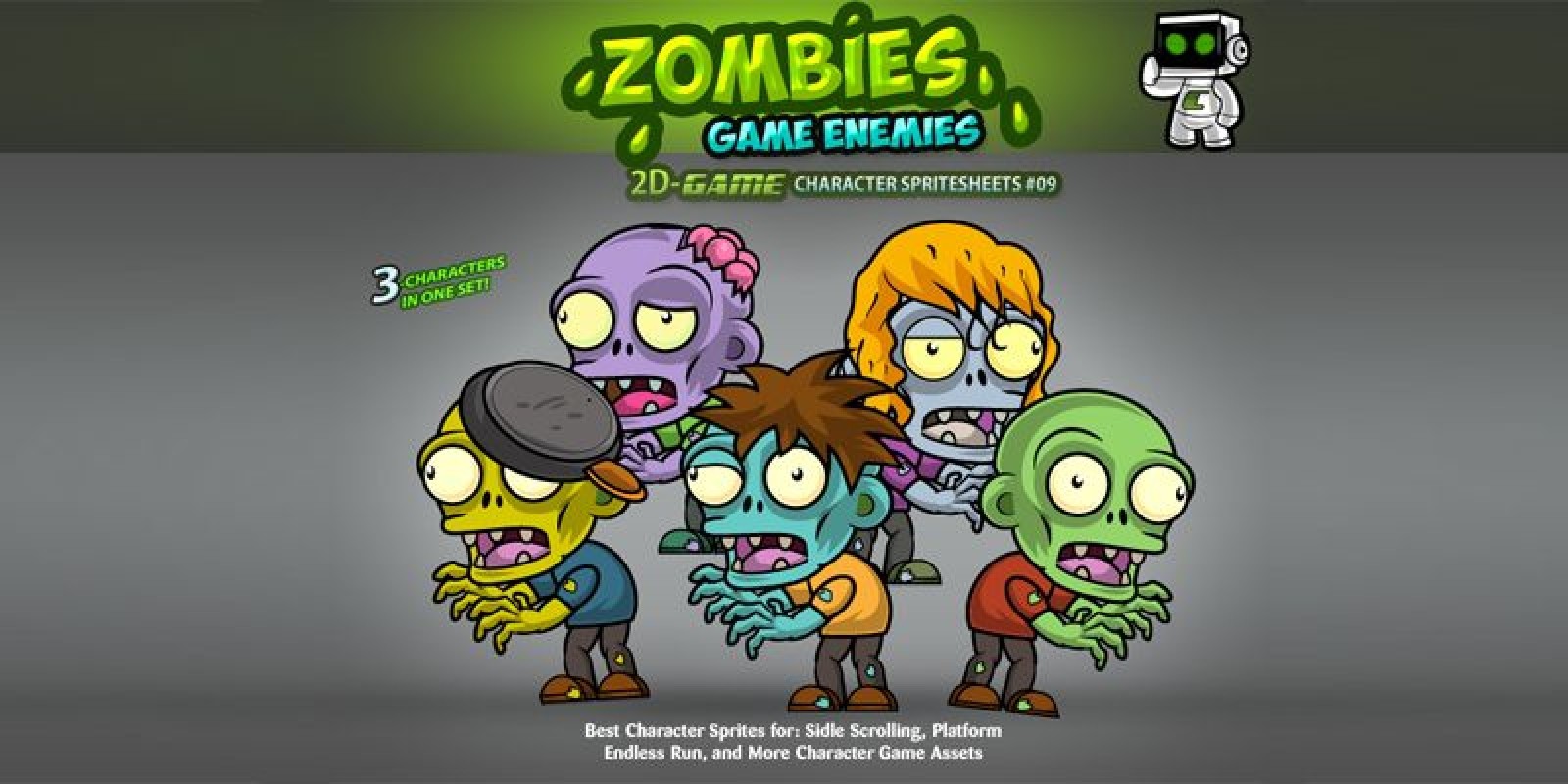 Zombies 2D Game Character Sprites 09 by CreativeGameArt | Codester
