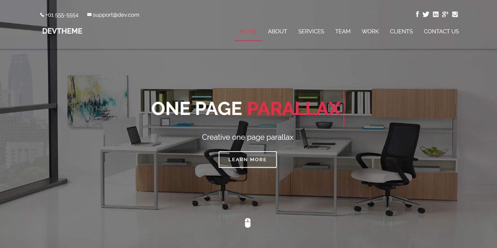 Devtheme - One page Parallax HTML Template by Bootstrapdevelop | Codester