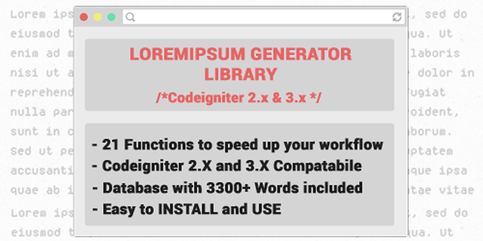 Loremipsum Generator Codeigniter Library by Johnnie | Codester