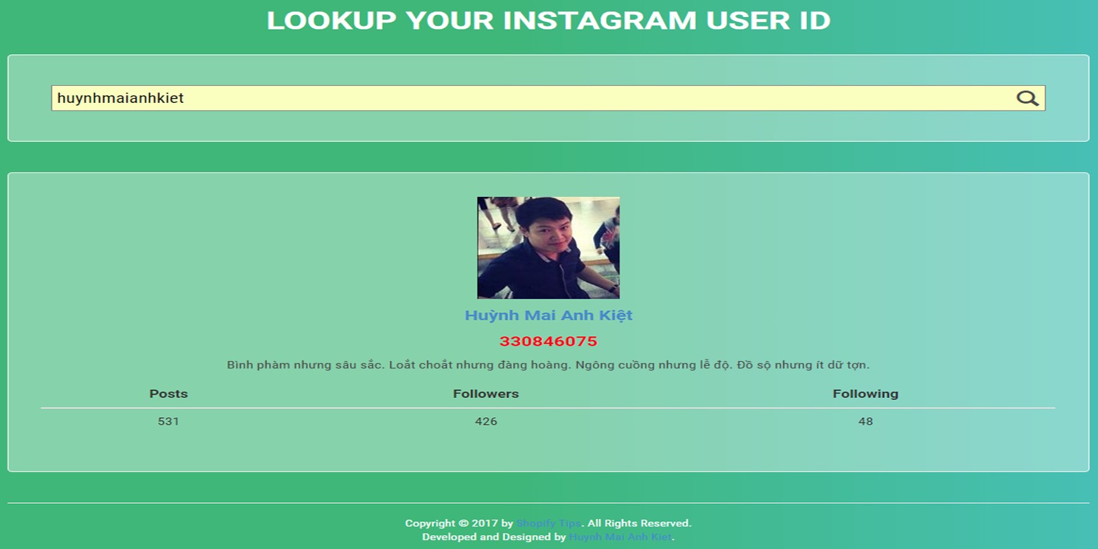 Lookup Instagram User ID PHP Script by Huynhmaianhkiet | Codester Lookup Instagram User ID PHP Script by Huynhmaianhkiet | Codester