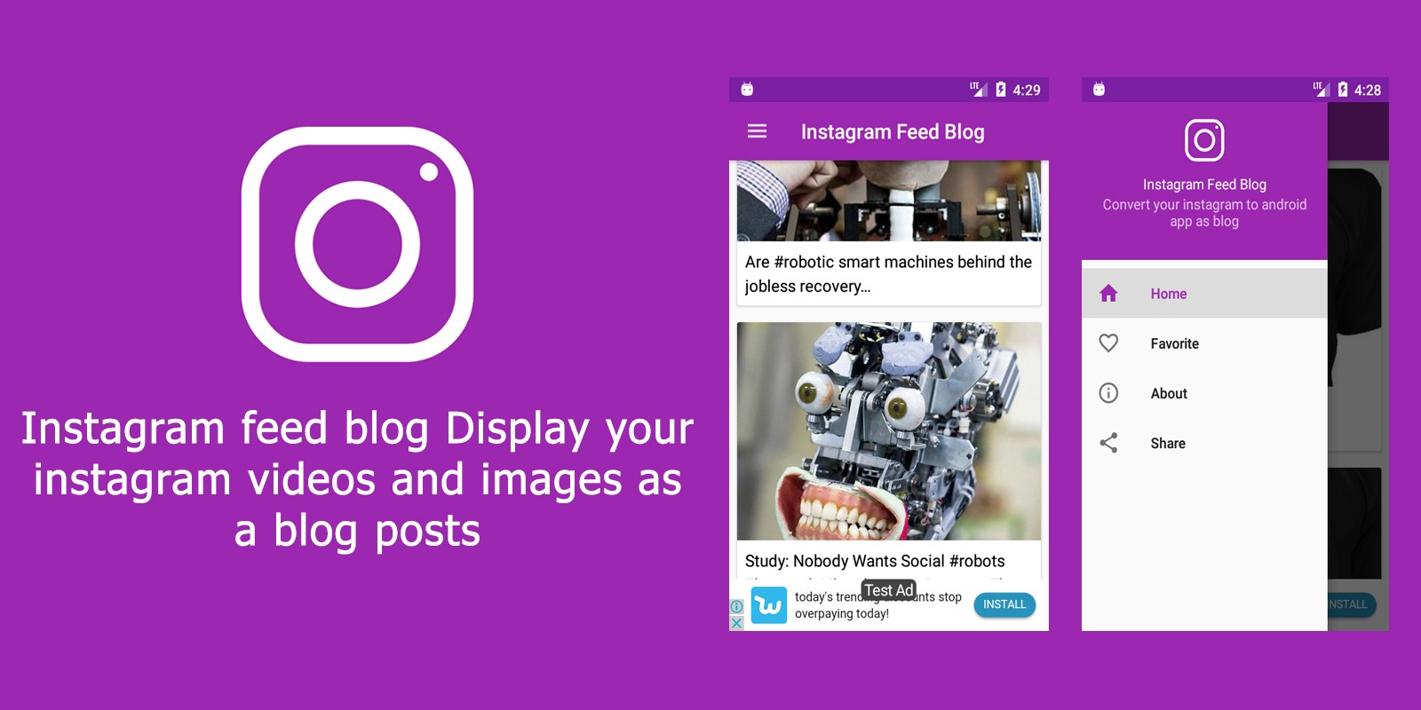 Instagram Feed Blog - Android App Source Code by Aymanemz | Codester