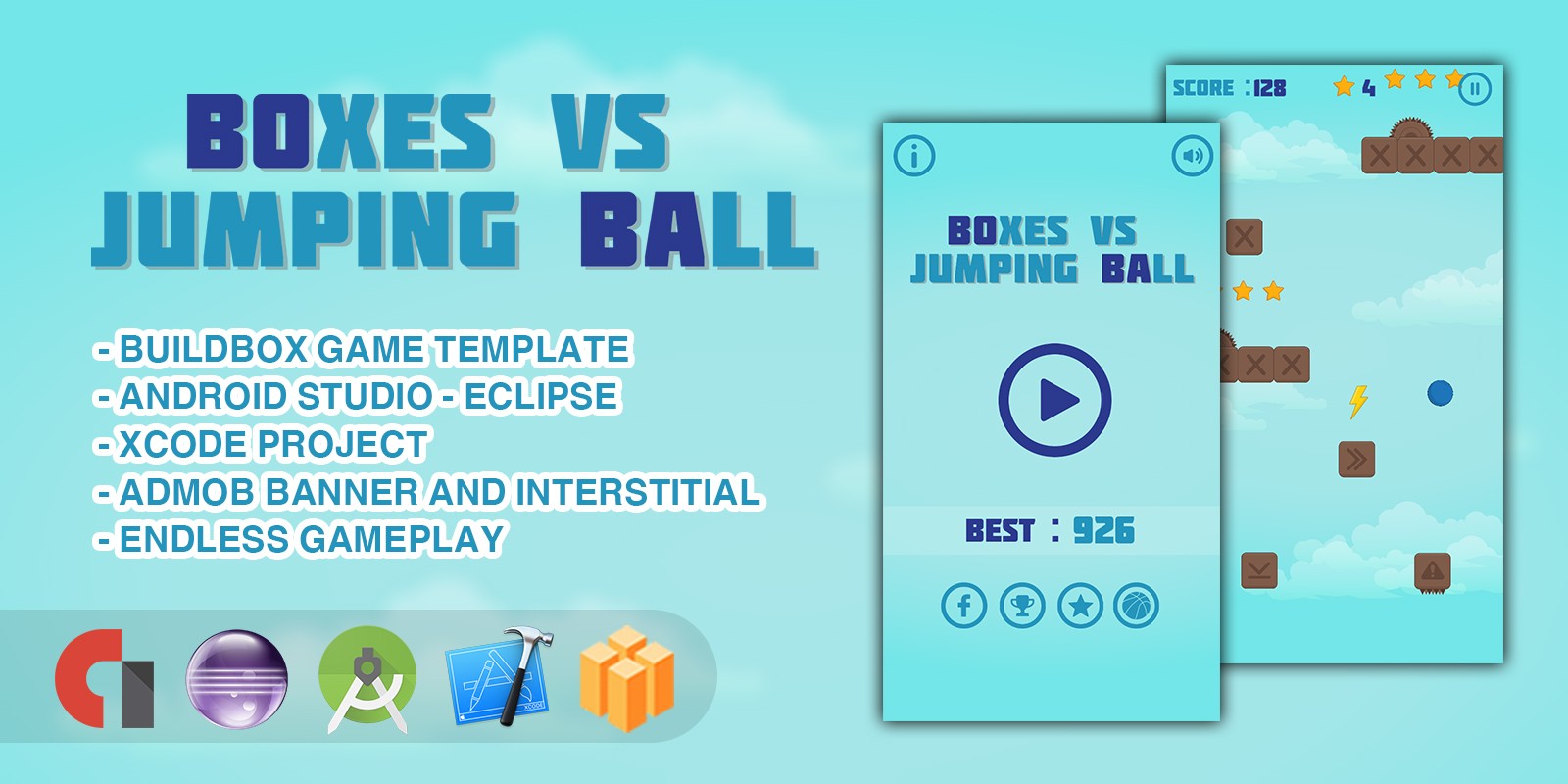 Boxes Vs Jumping Ball - Buildbox Game Template by ZAHRAGAMES | Codester