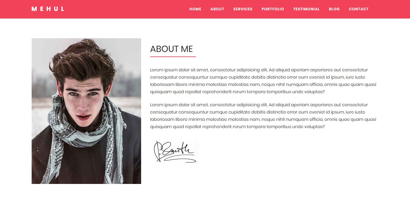 Mehul Personal Portfolio HTML Template By MouriTheme Codester