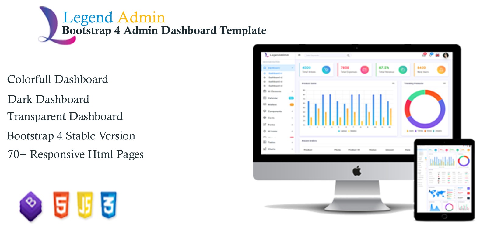 Legend - Bootstrap 4 Admin Dashboard Template by Legendcode | Codester