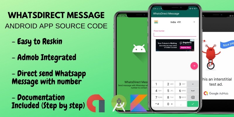 WhatsDirect Message Android App Source Code by Techeria | Codester