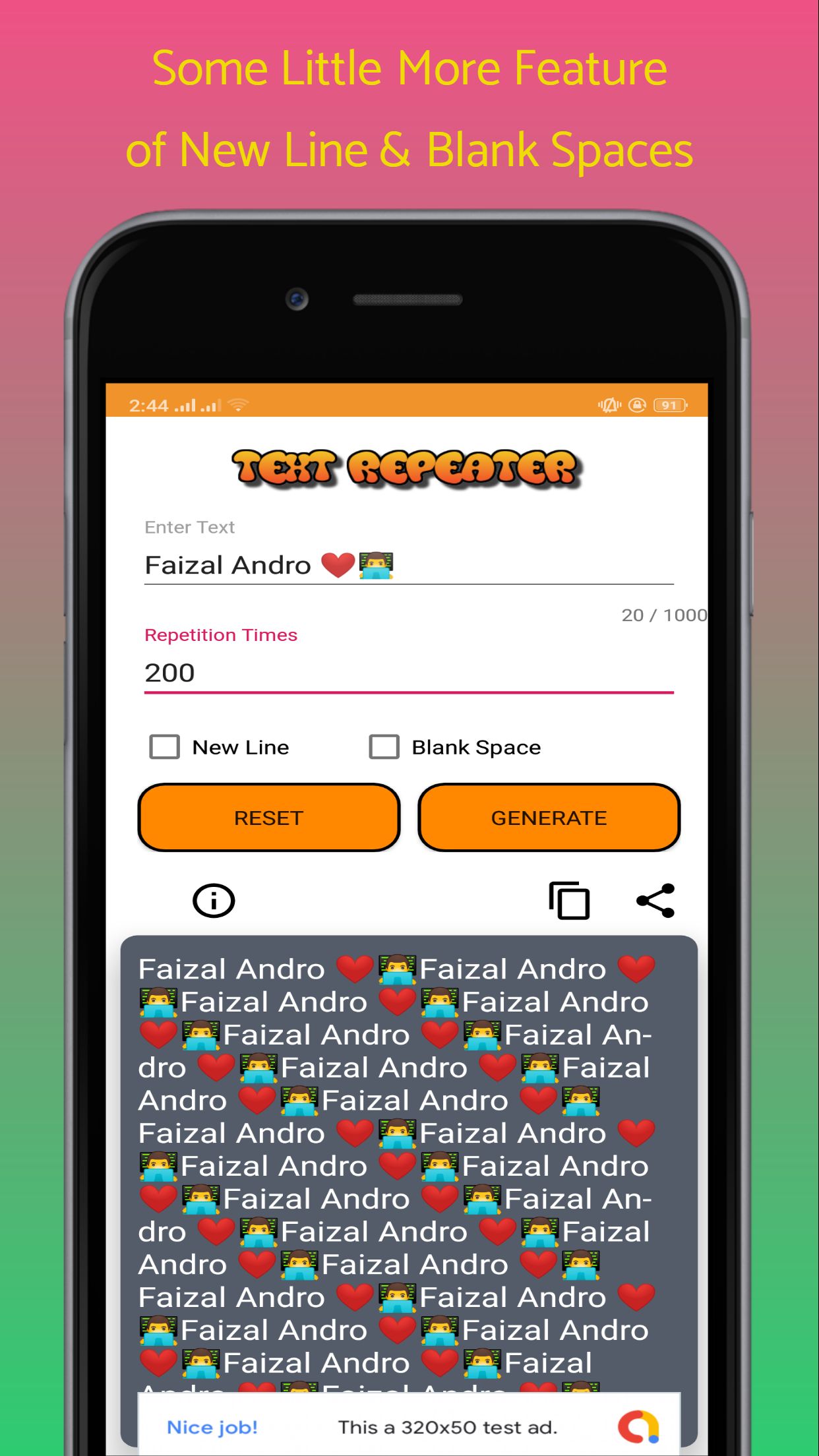 Text Repeater Android App Source Code By CreativeTech Codester