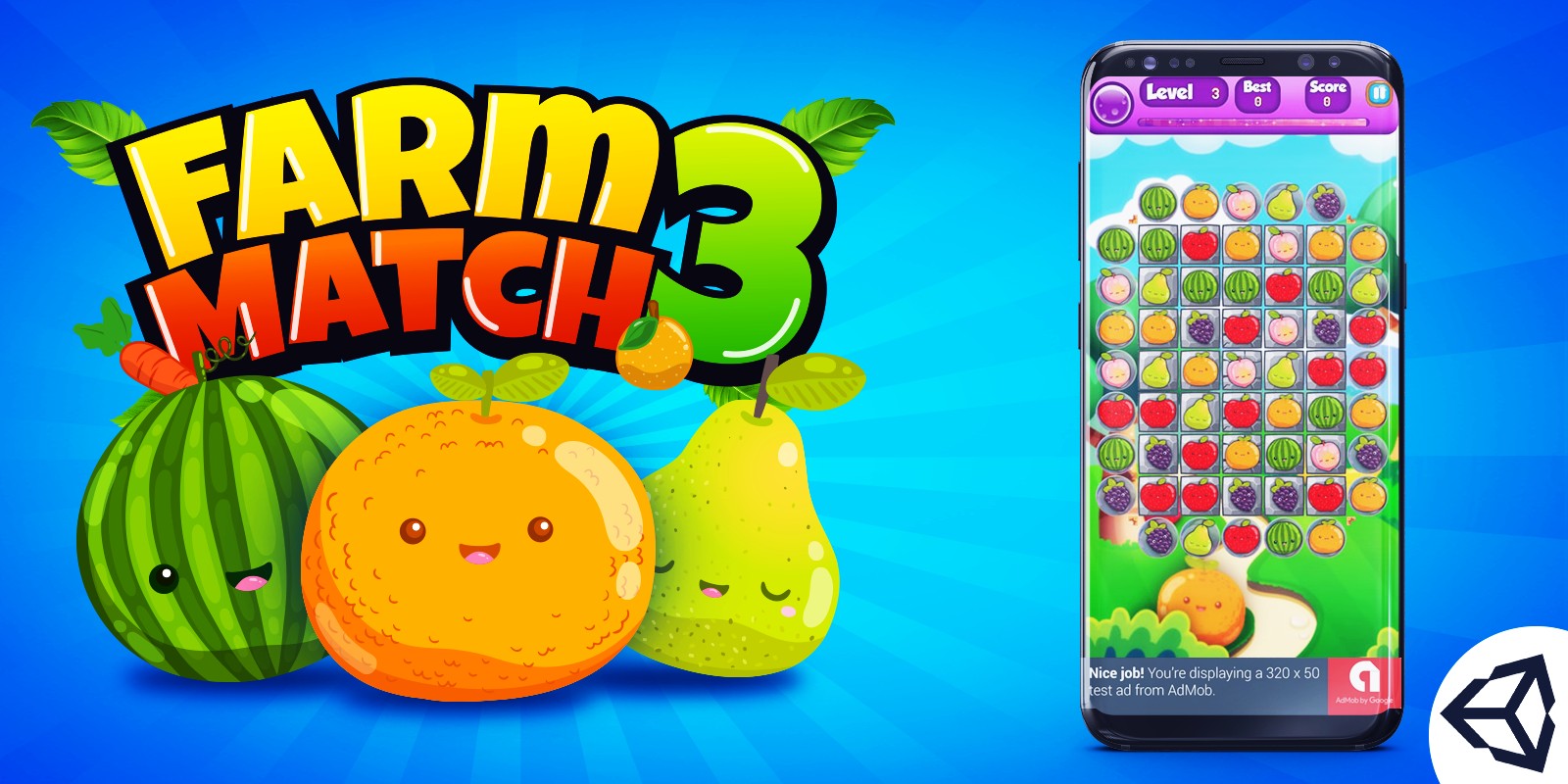 Farm Fruit 3 Match Game Template Unity by MobieCool | Codester