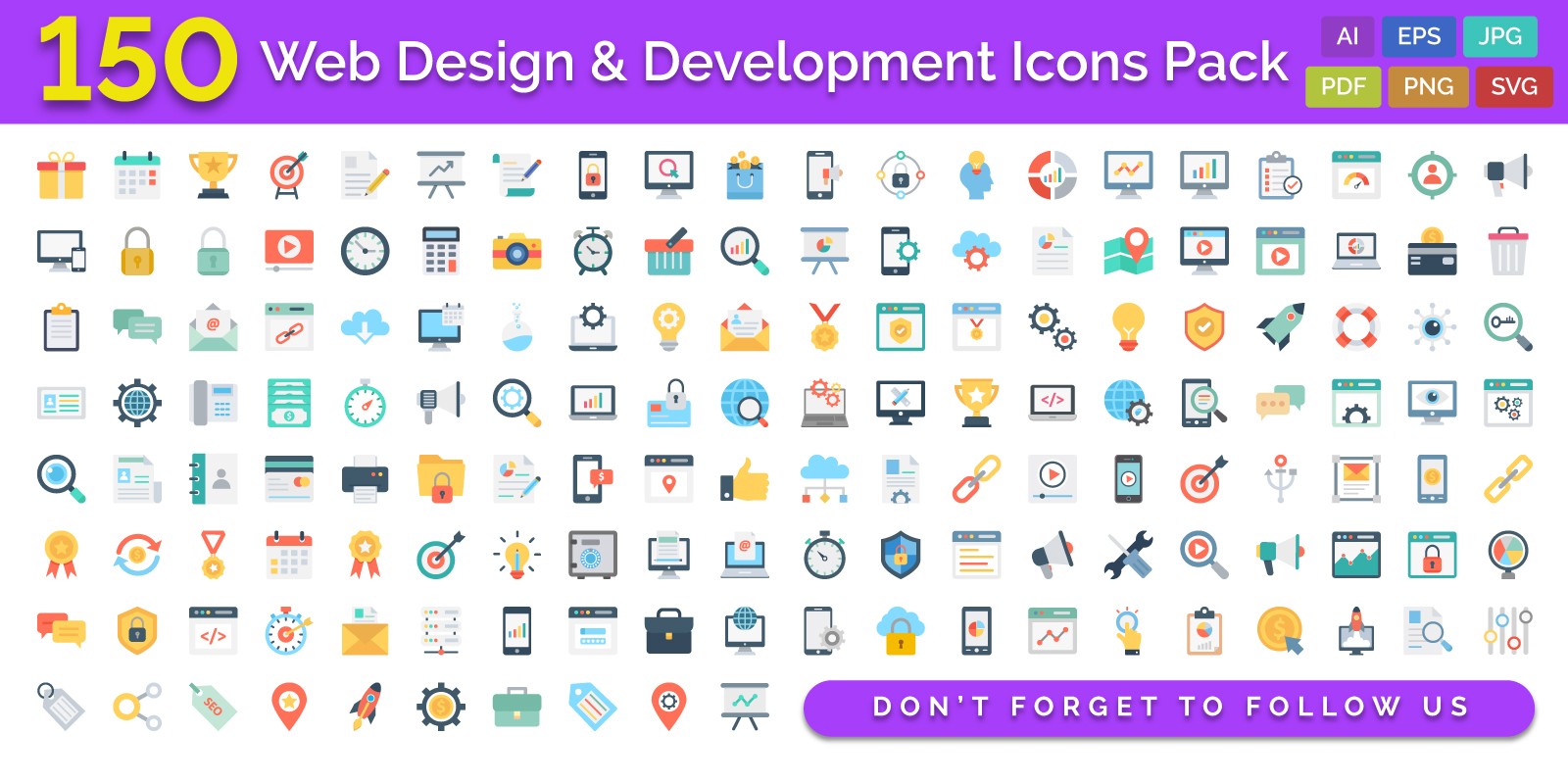 150 Web Design And Development Vector Icons by PromotionKing | Codester