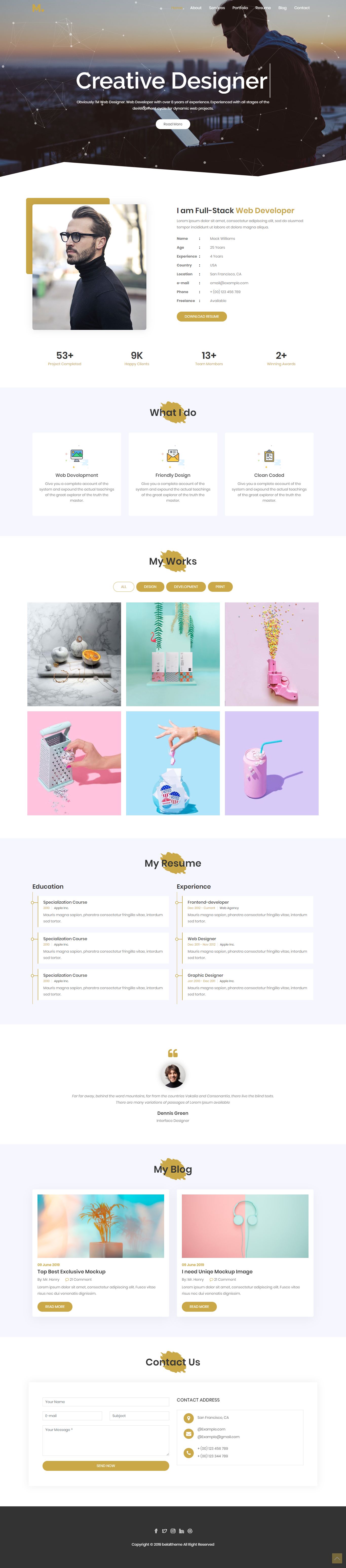 Mira - Creative Resume Portfolio HTML5 Template by Themeplaza | Codester