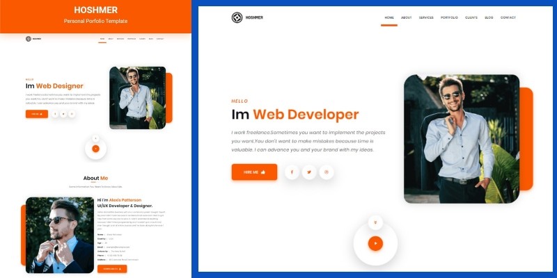 Hoshmer - Personal Portfolio Template by Aipthemes | Codester