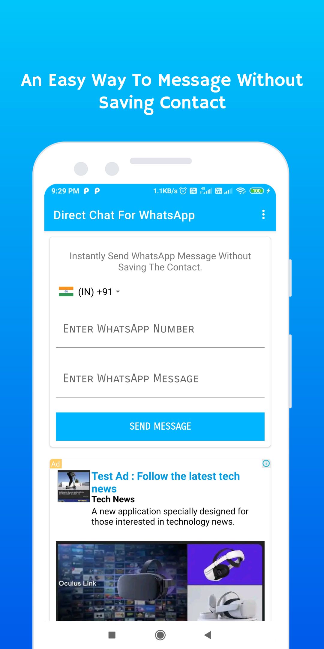 Send Direct Message On WhatsApp Android App | Codester