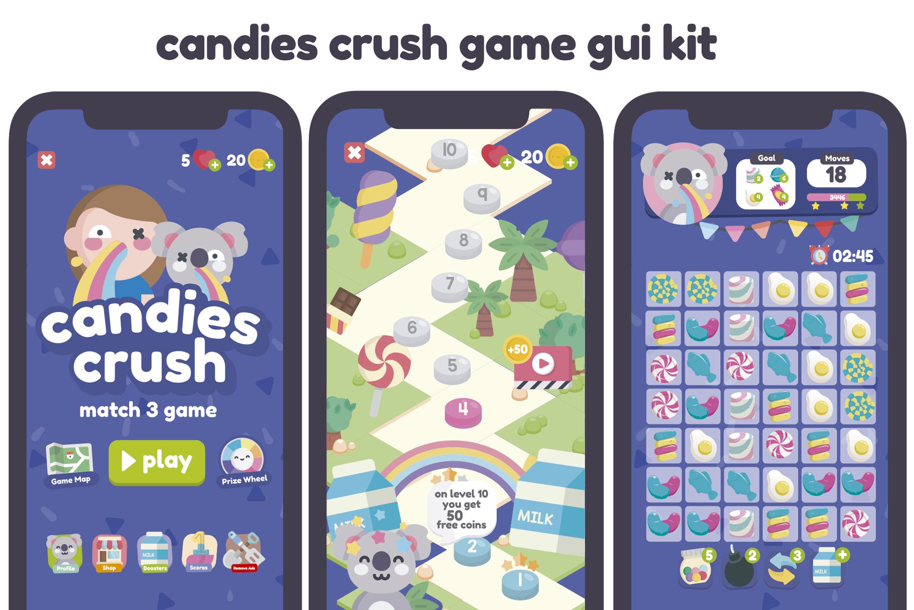 Candy Crush Match 3 Game Gui Assets | Codester