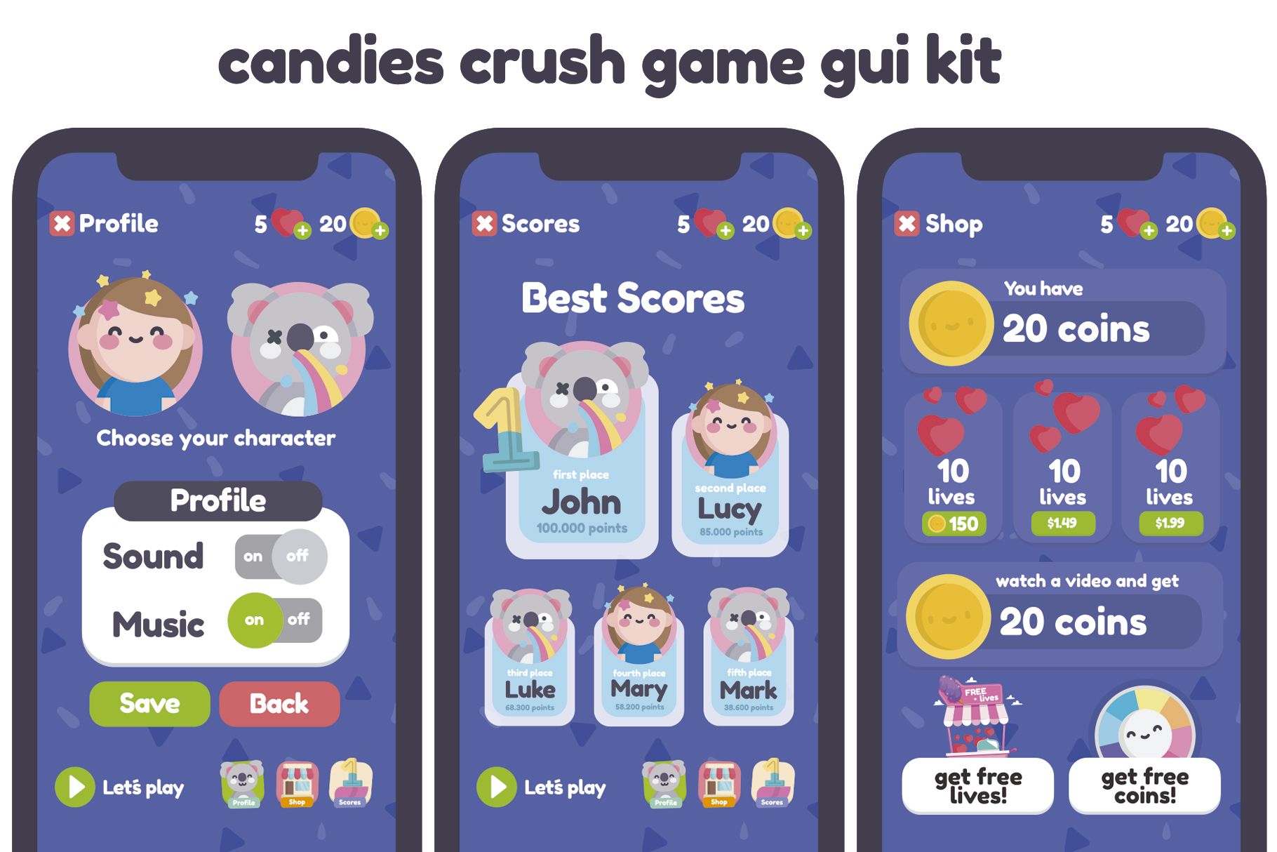 Candy Crush Match 3 Game Gui Assets | Codester