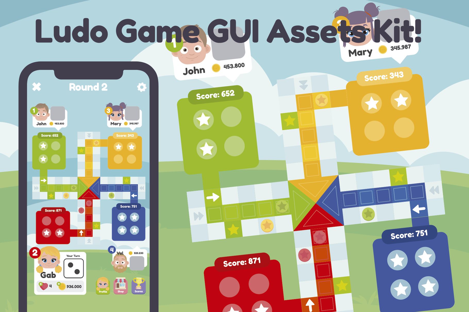 Ludo Game GUI Assets Kit by Gameassets | Codester