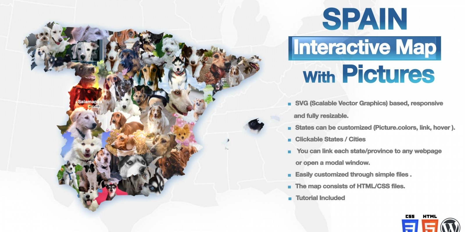 Spain Interactive Map With Pictures by Owleye25 | Codester