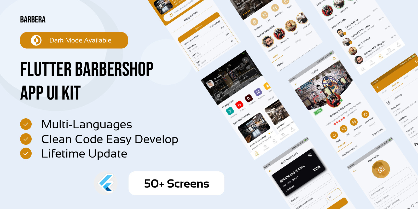 Flutter Barbershop UI Kit by Reyworks | Codester