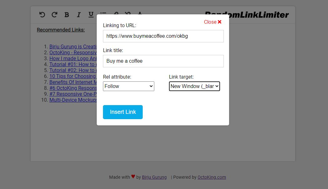 Random Link Limiter JavaScript by Okbg | Codester