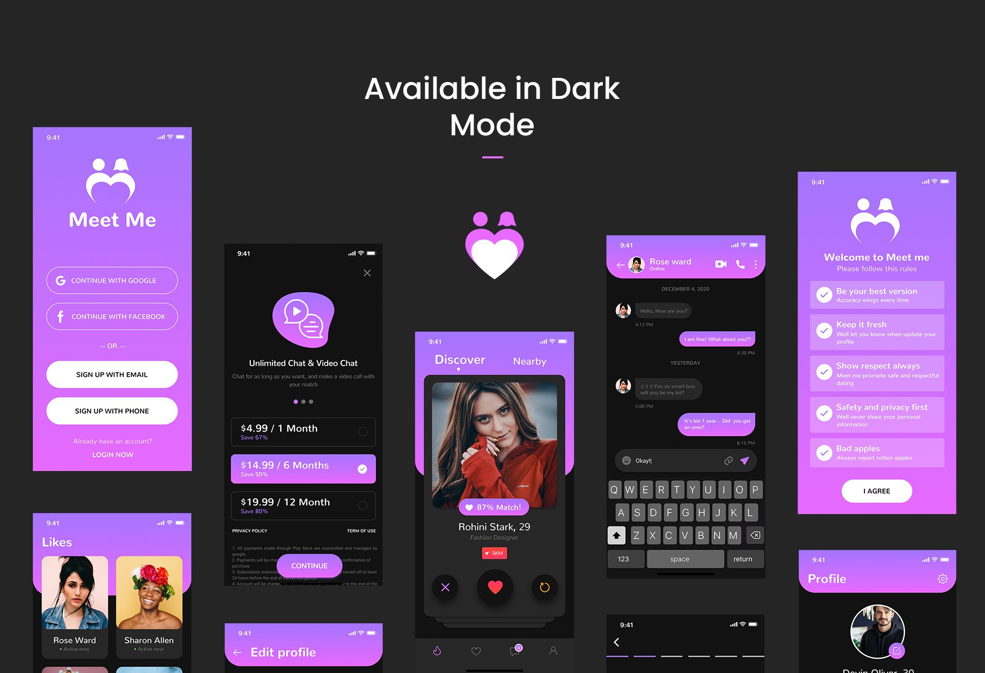 Meet Me Dating App UI Kit Figma By Chiragvadukia Codester
