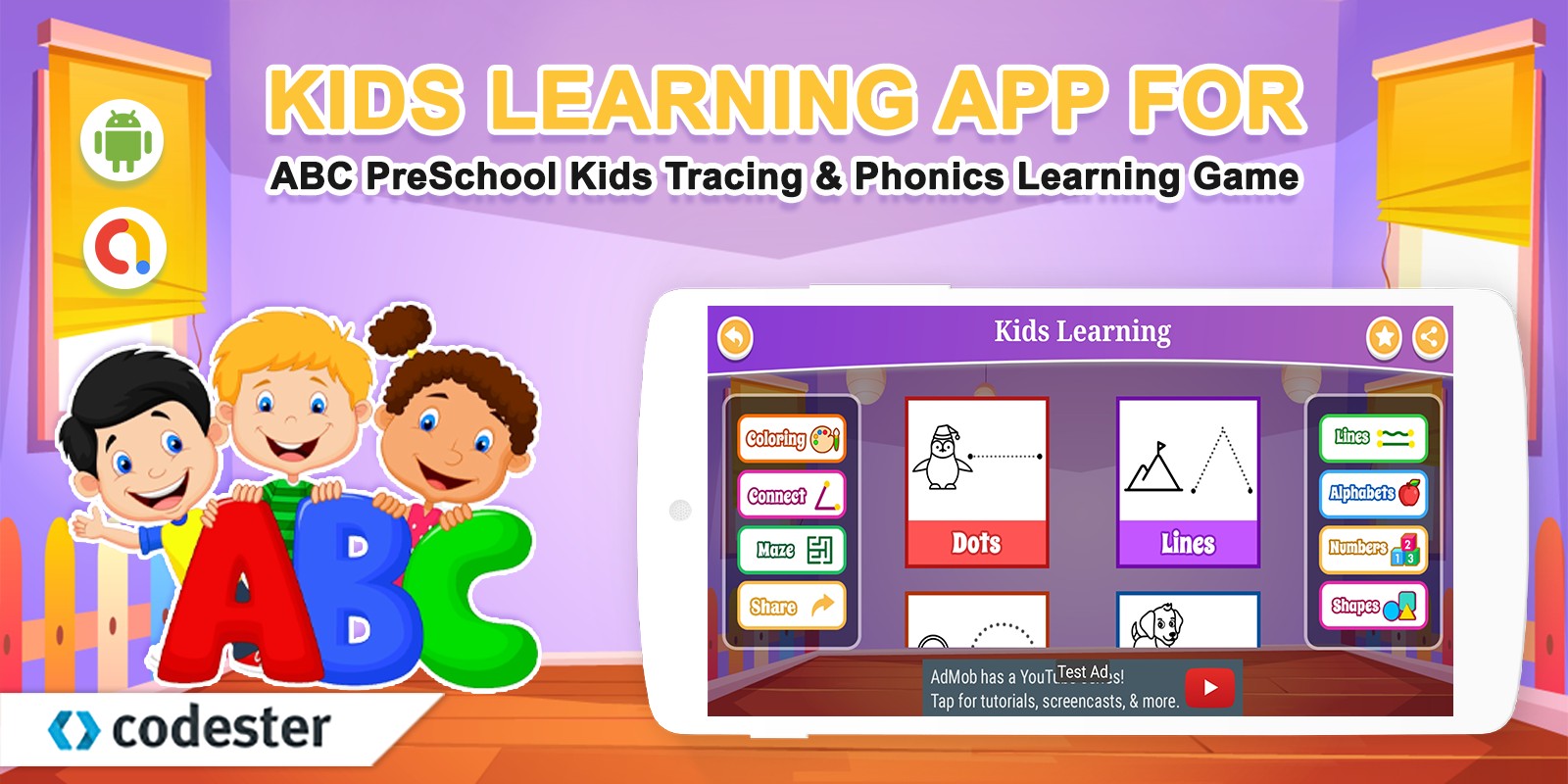 Android Kids Learning For ABC PreSchool Kids by OWNInfoSoft | Codester