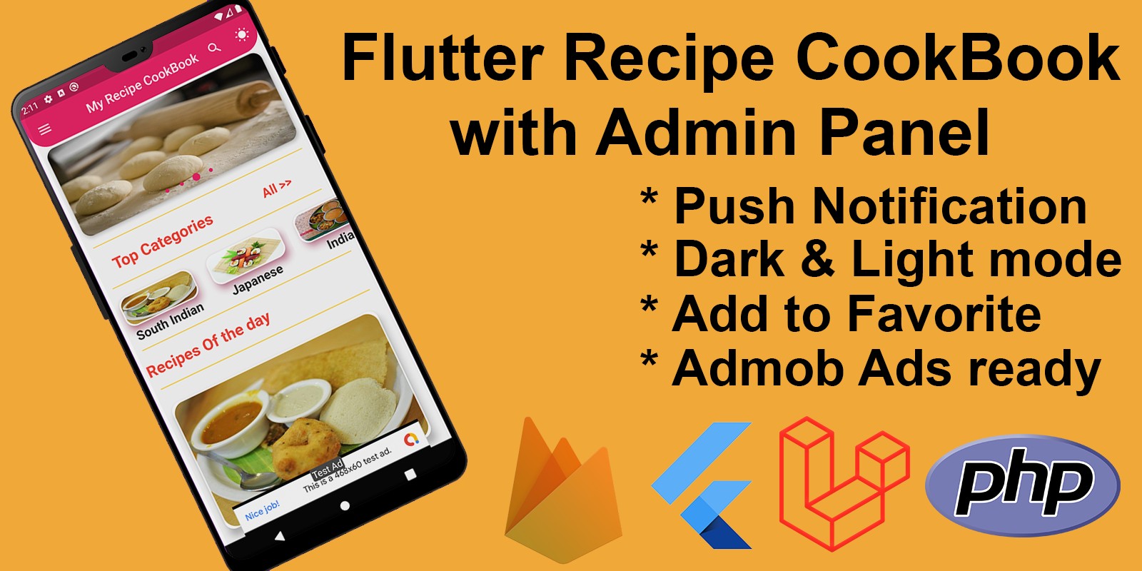 Flutter Recipe App with Admin Panel by DRApp | Codester