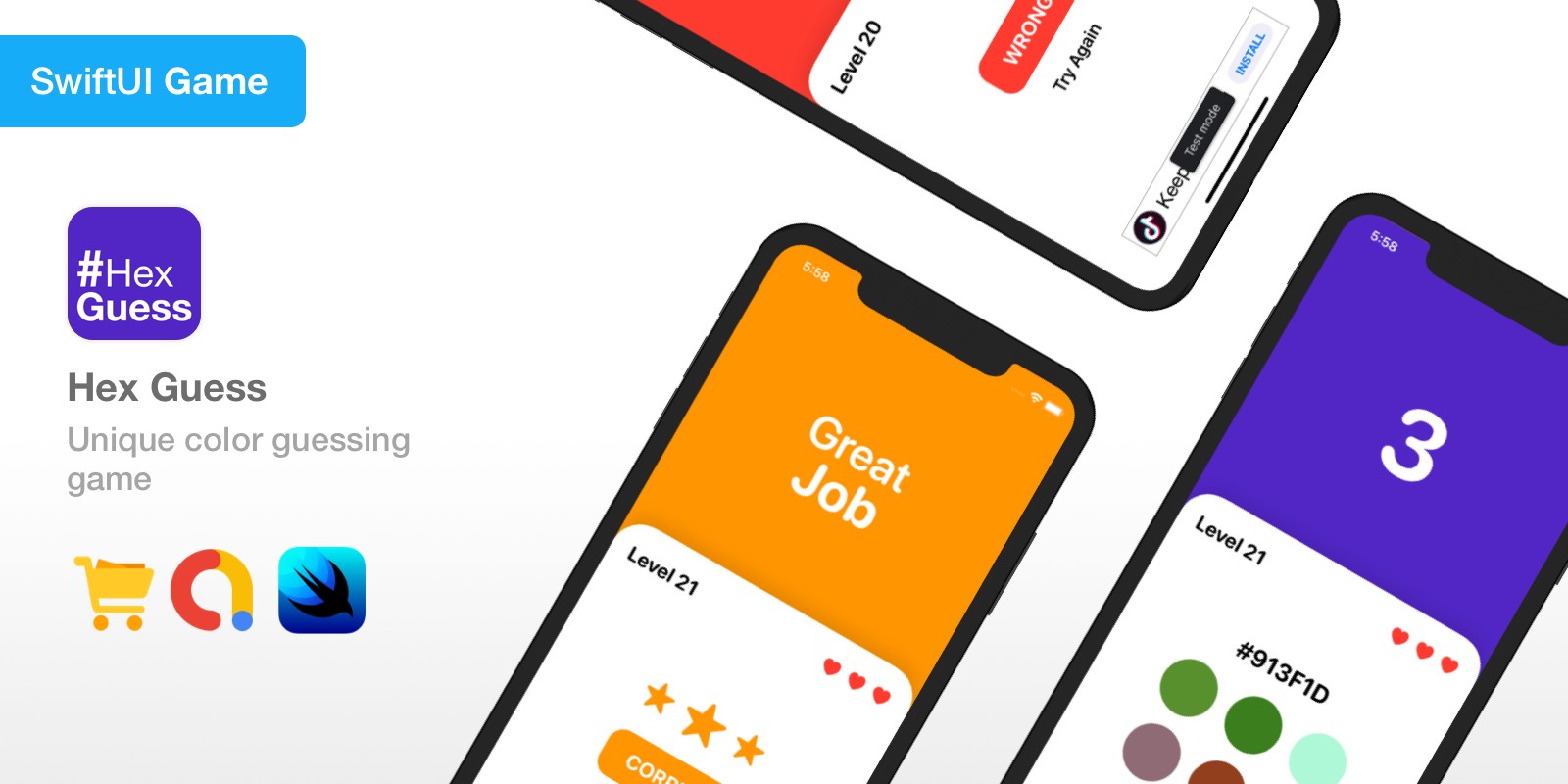 Hex Guess Color Guessing SwiftUI Game By Apps4World Codester