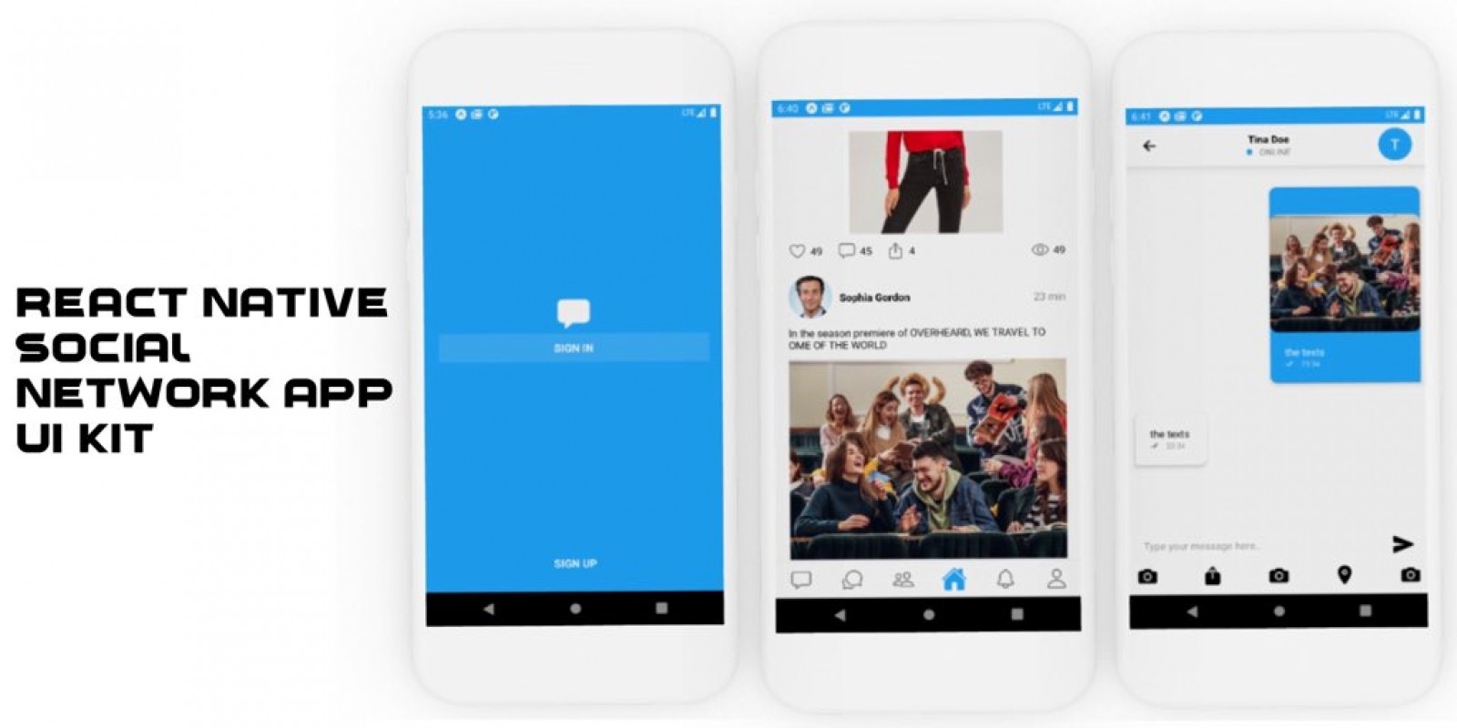 React native Social Network UI Kit by Hophoet | Codester