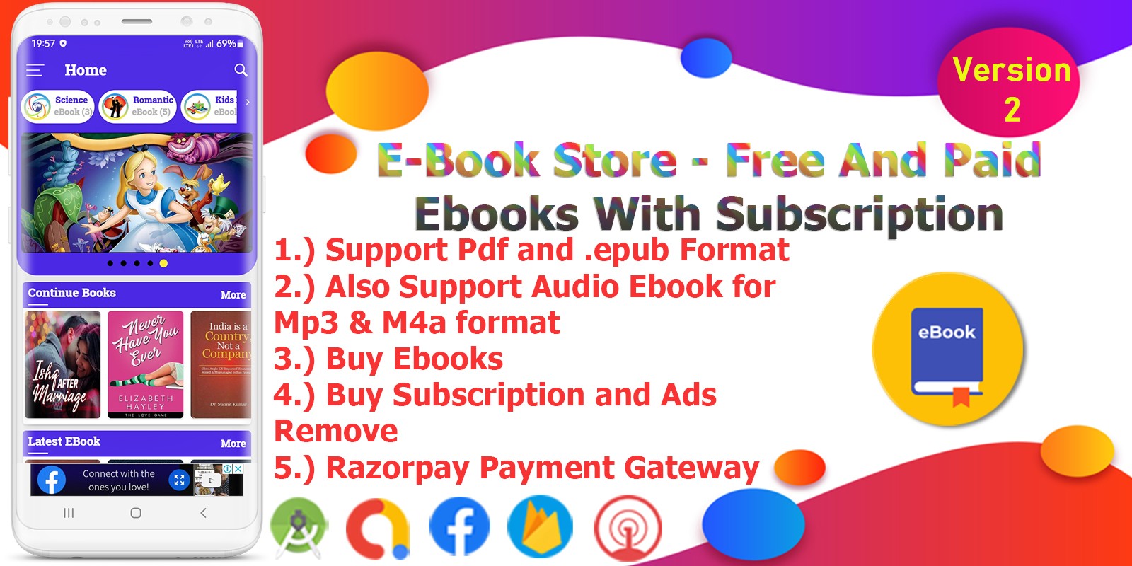 eBook Store - Android Studio Code by KrishnaApps | Codester