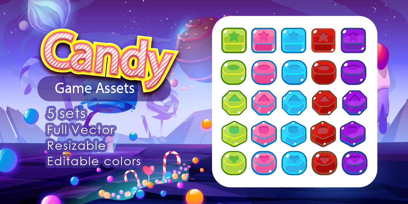 Candy Game Assets by ProGraphist | Codester