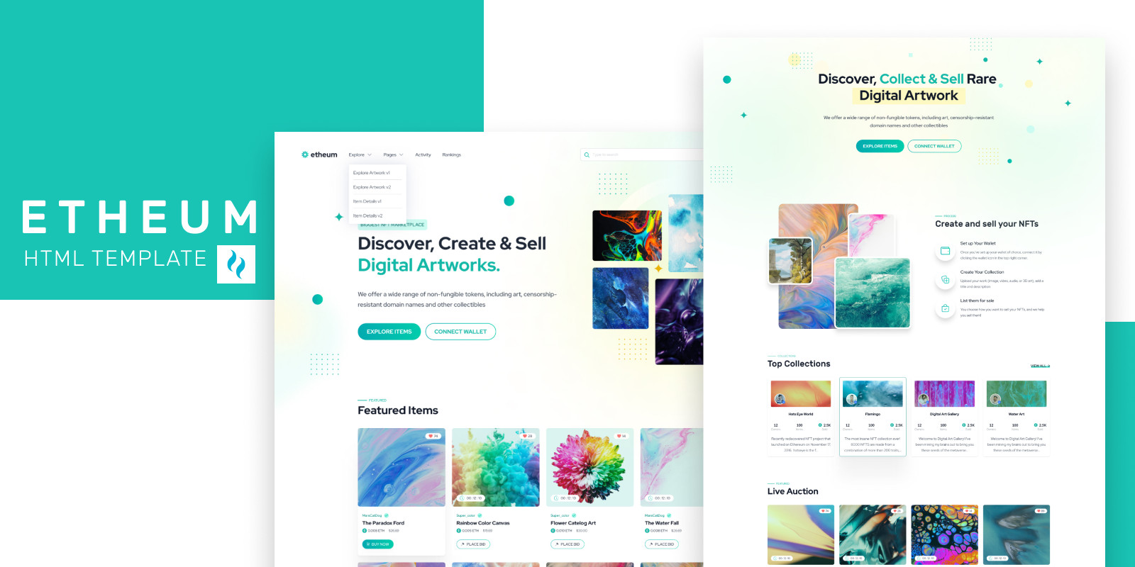 Etheum - NFT Marketplace HTML Website Template by Themeix | Codester