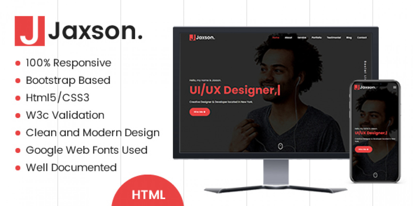 Jaxson - Responsive One Page Portfolio Template by V2Ideas | Codester