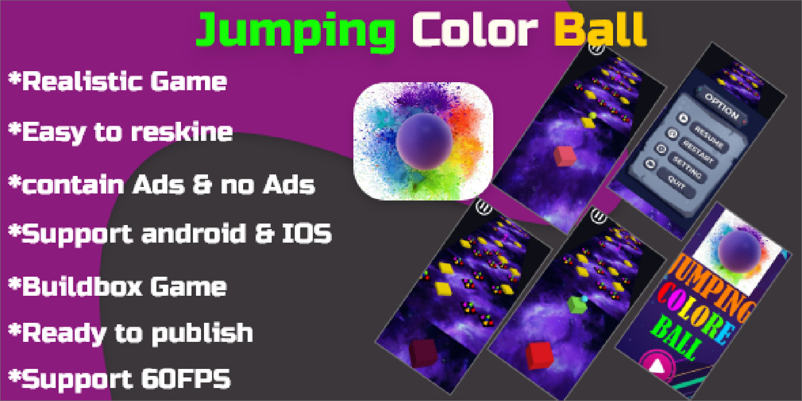 Jumping Color Ball - Buildbox Template by Mostafa40 | Codester