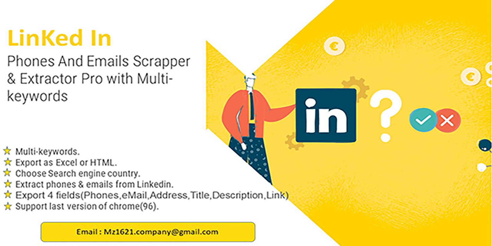 Linkedin Phones And eMails Scrapper Python by Mz1621 | Codester