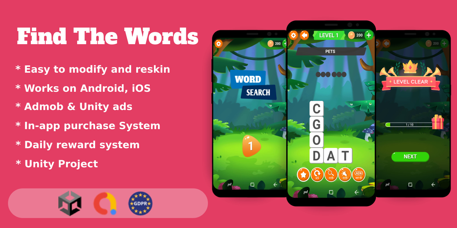 Find The Words Unity Source Code By SweetGames Codester