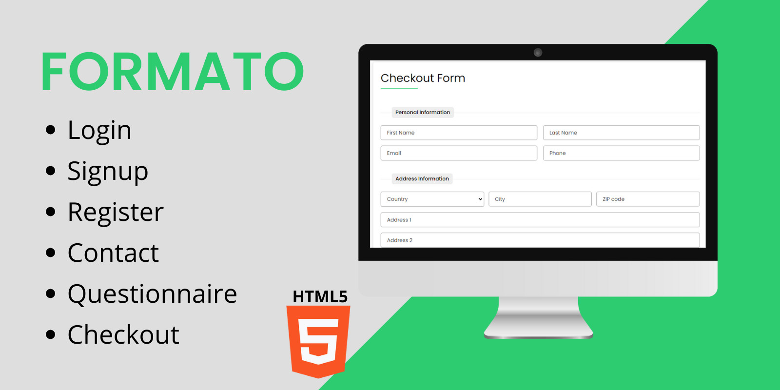 Formato - Different HTML5 Forms Template by AvailableCoder | Codester