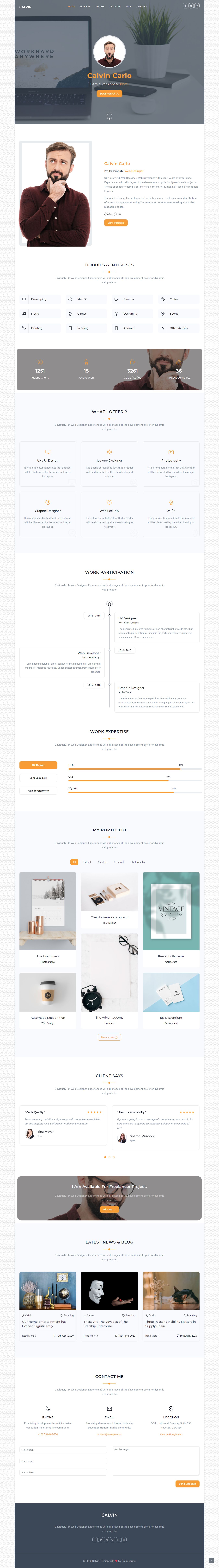 Calvin - Portfolio And Resume HTML Template by Shreethemes | Codester