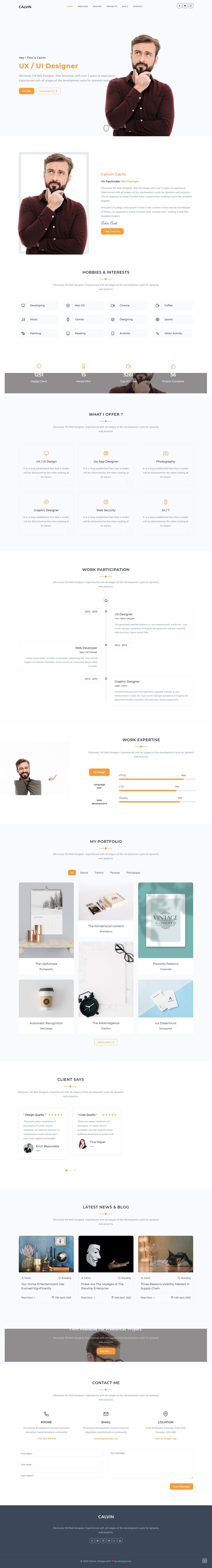 Calvin - Portfolio And Resume HTML Template by Shreethemes | Codester