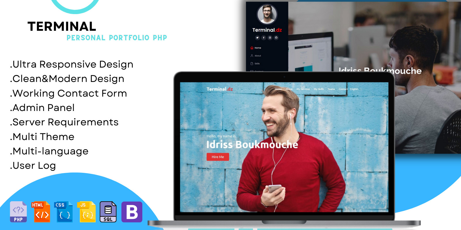 Terminal - Portfolio Personal With Admin Panel by Terminaldz | Codester