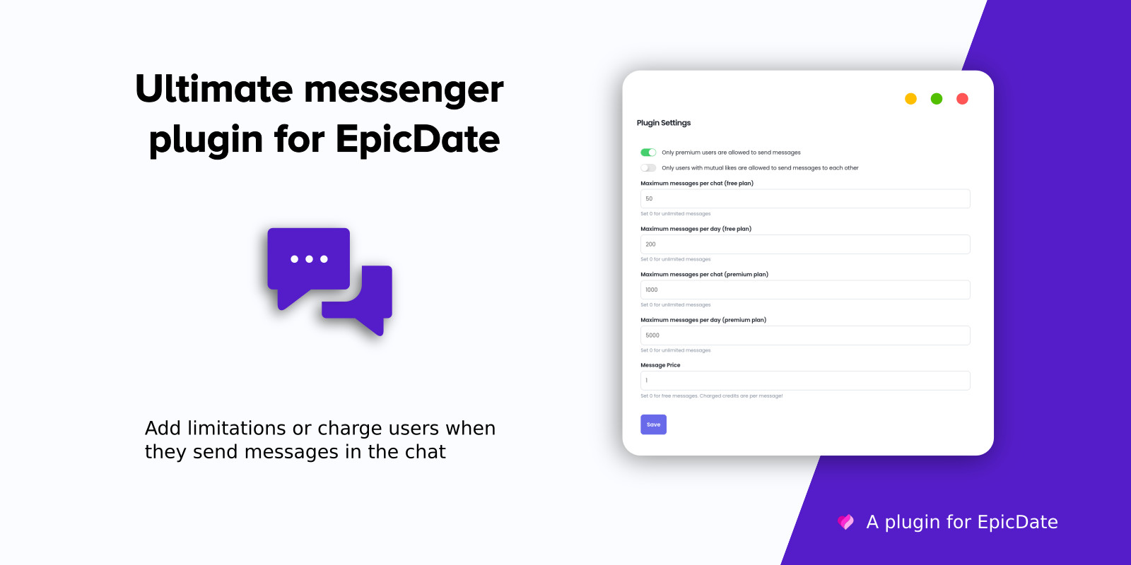 Ultimate Chat Settings plugin for EpicDate by Epicstudio | Codester