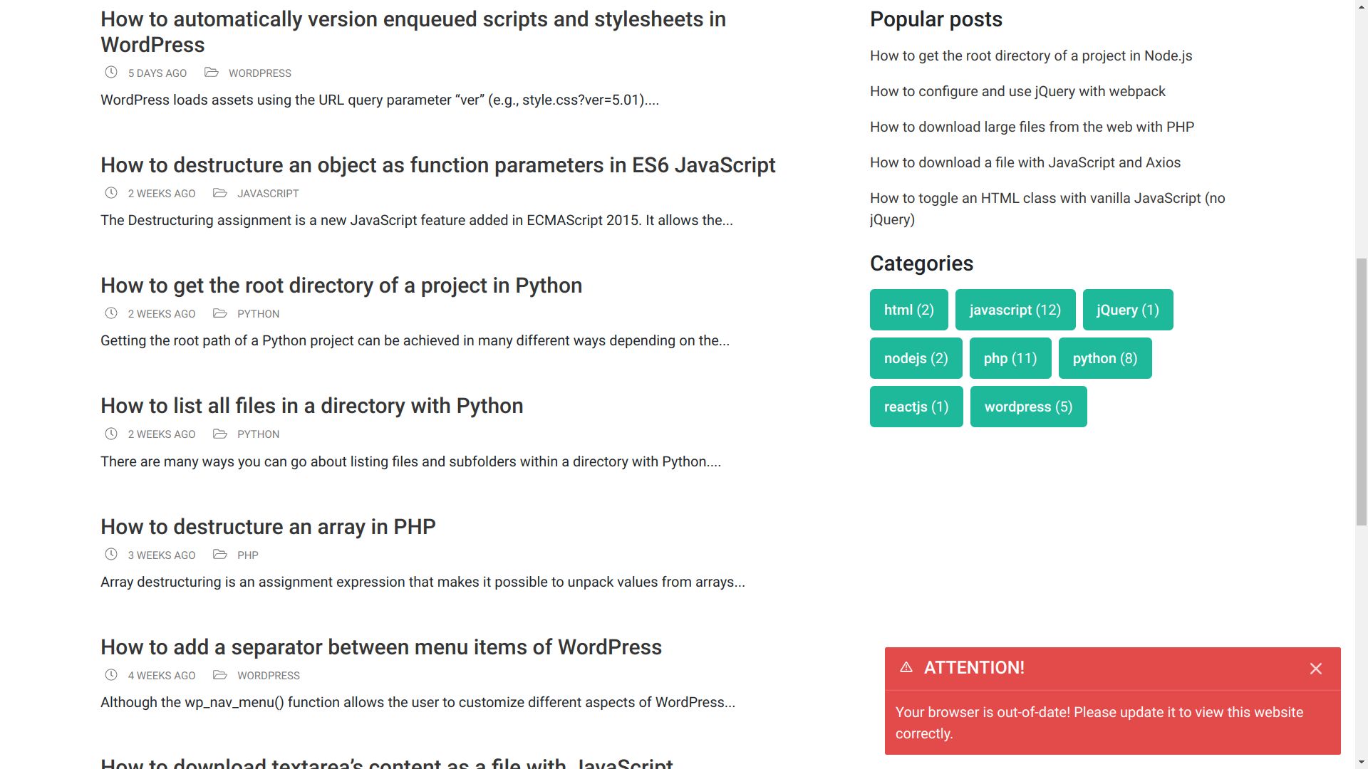 Old Browsers Detector - WordPress plugin by LittleJohn | Codester