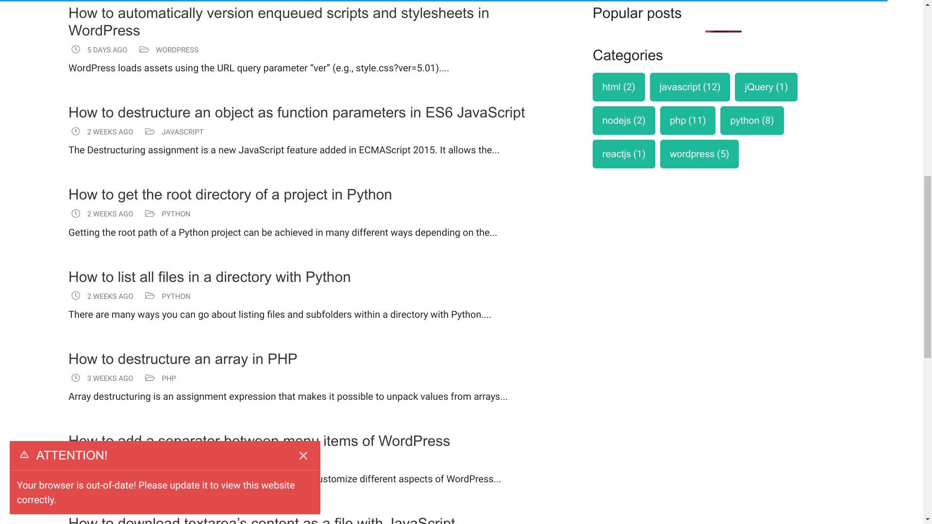 Old Browsers Detector - WordPress plugin by LittleJohn | Codester