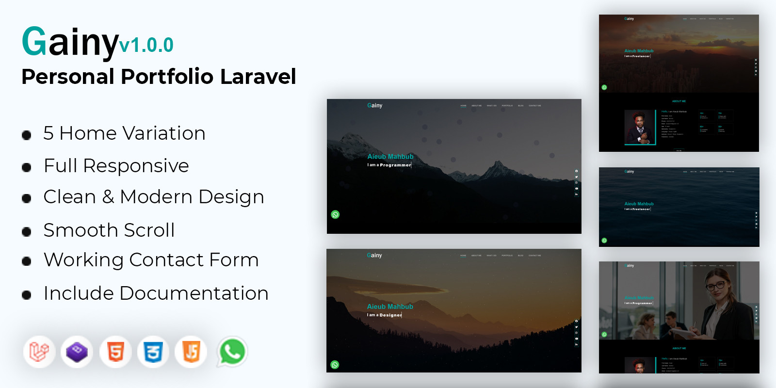 Gainy - Personal Portfolio Laravel by Painttheme | Codester