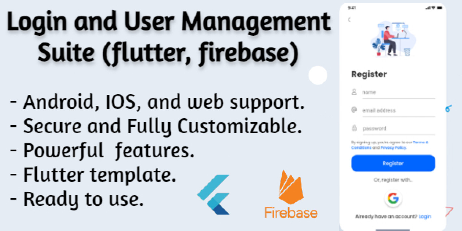 Flutter Firebase Login and User Management Suite by FlutterKitsworld | Codester
