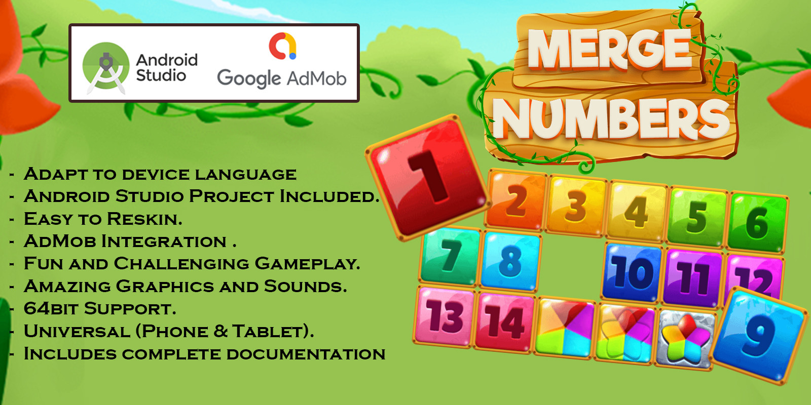 Merge Numbers - Android Studio Template by AzaShop | Codester
