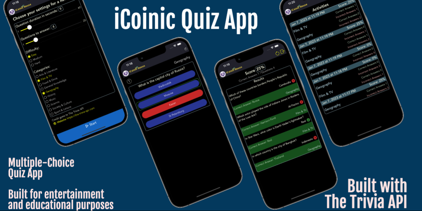 iCoinic Quiz App - XCode iOS Project by Aghalayini | Codester