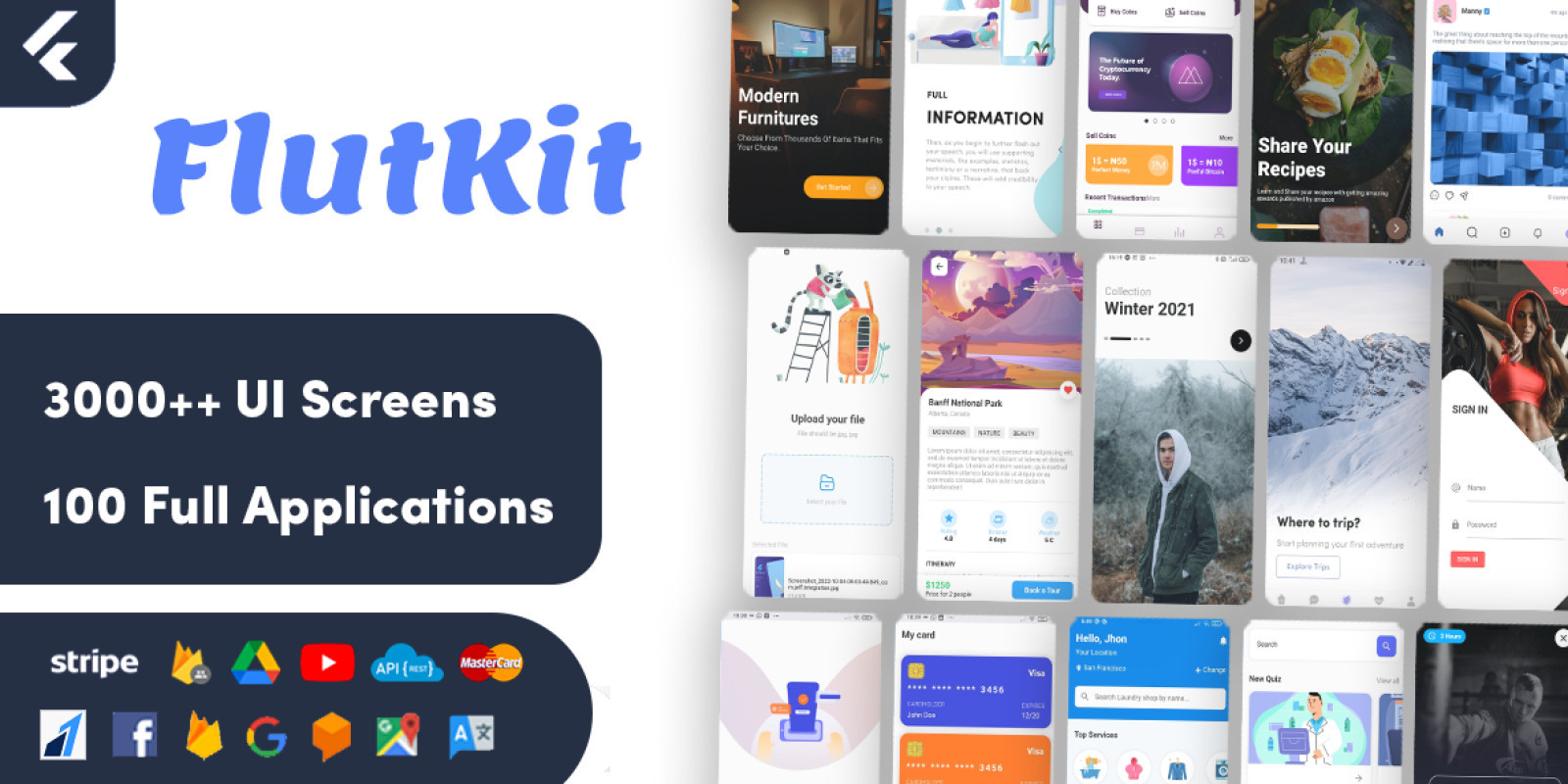 Flutter Kit - Biggest Kit by FlutterTheme | Codester