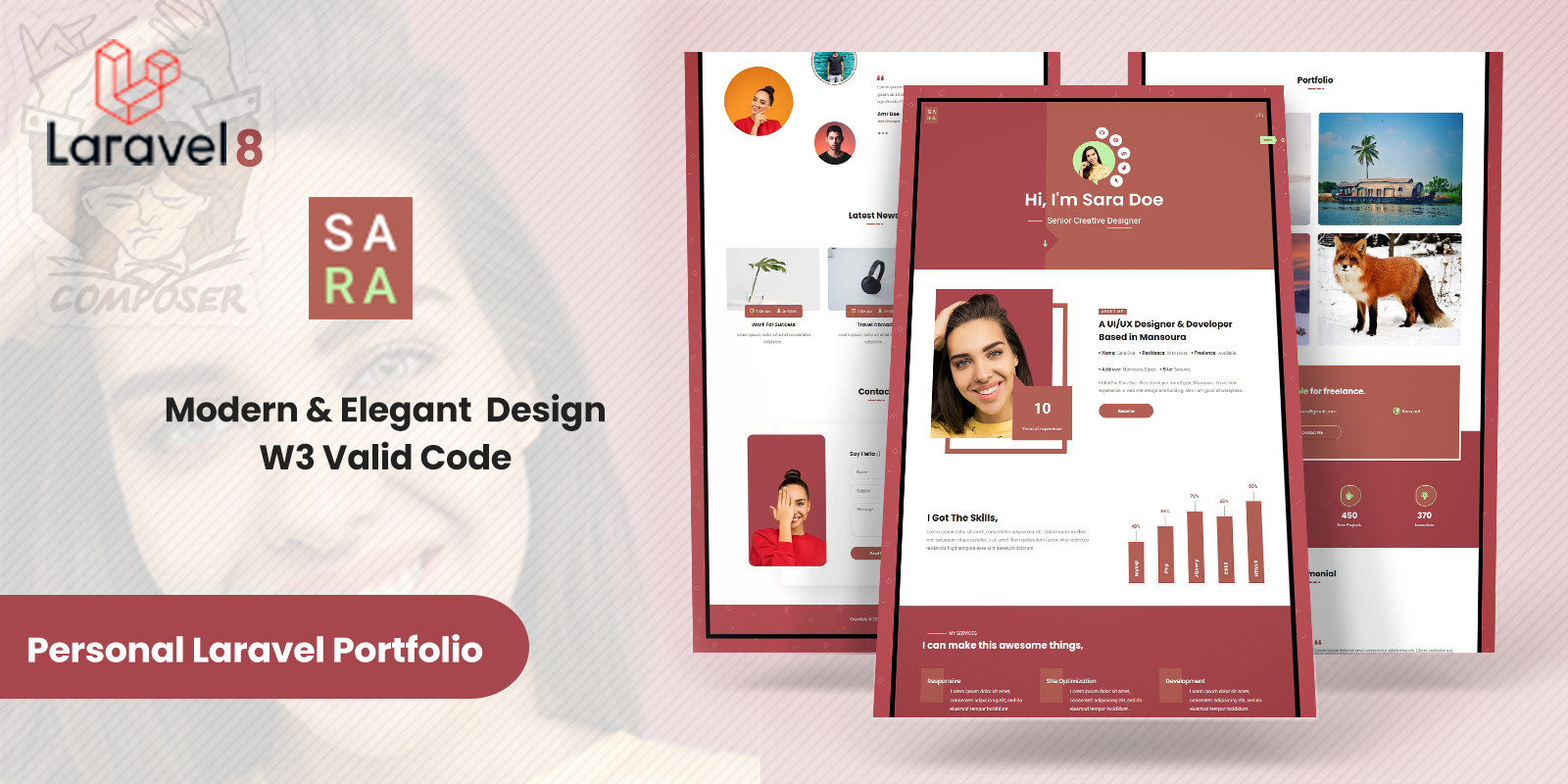 Sara - Personal Laravel Portfolio by KarimEzZat93 | Codester